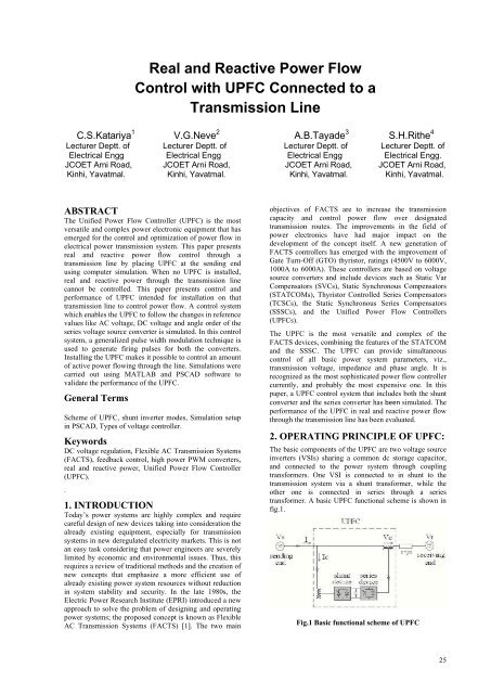 Real and Reactive Power Flow Control with UPFC Connected to a ...