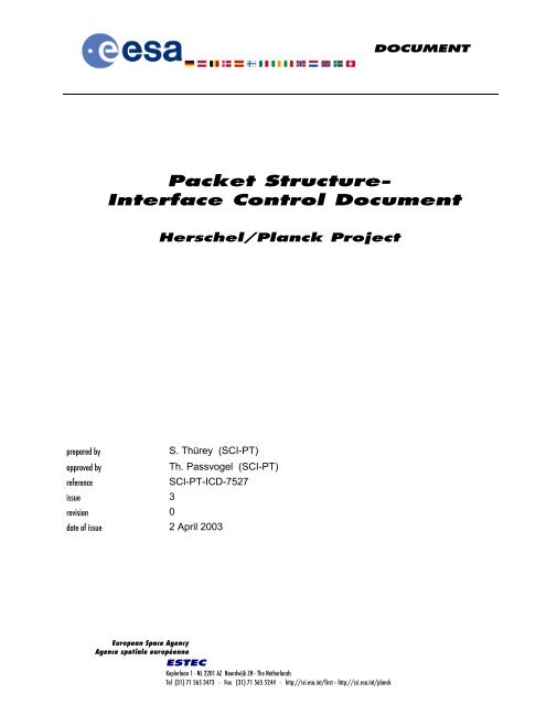 a Packet Structure- Interface Control Document - Research Services