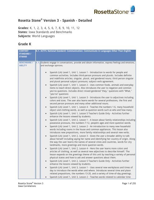 Rosetta Stone® Version 3 - Spanish - Detailed Grade K