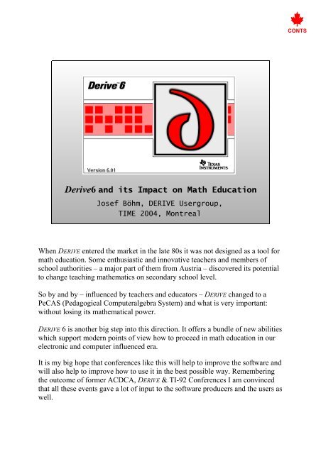 Derive6 and its Impact on Math Education