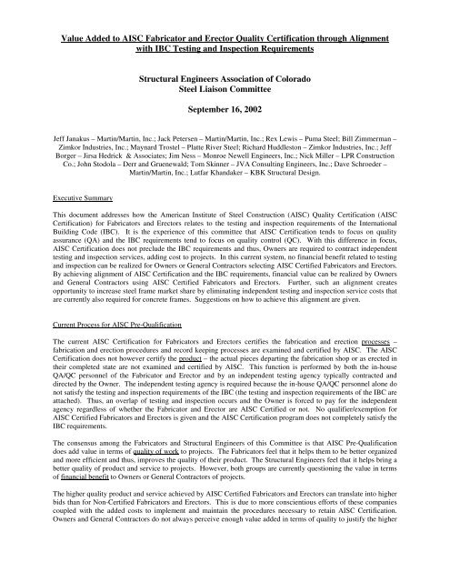 AISC Qualification Certification - Rocky Mountain Steel Construction ...