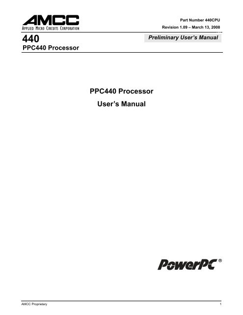PPC440 Processor User's Manual - EEWeb