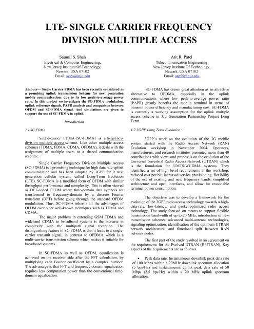 lte- single carrier frequency division multiple access - EEWeb