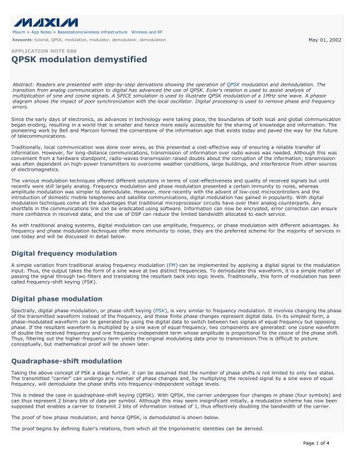QPSK modulation demystified - AN686 - EEWeb