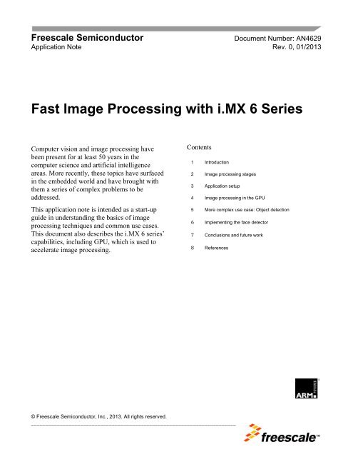 Fast Image Processing with i.MX 6 Series - Freescale Semiconductor