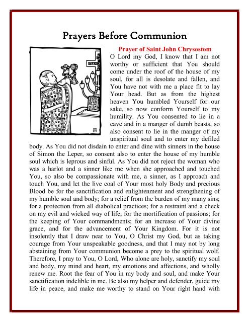 Prayers Before Communion Prayers Before Communion