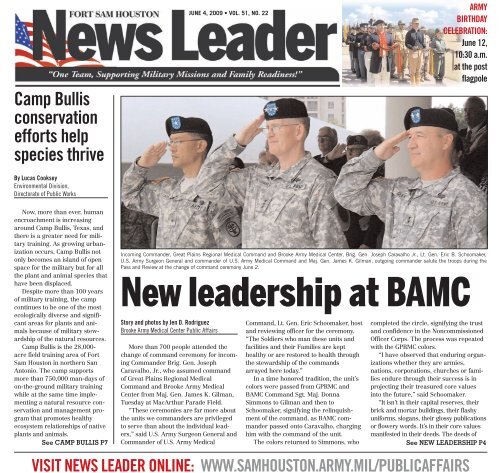 New leadership at BAMC - Fort Sam Houston - U.S. Army