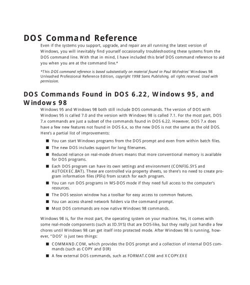 Dos Command Reference