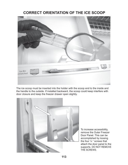 CORRECT ORIENTATION OF THE ICE SCOOP