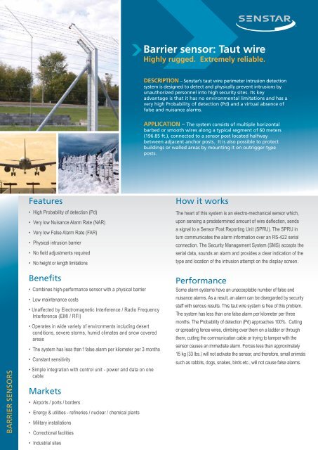 Barrier sensor: Taut wire - Senstar