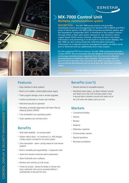 MX-7000 Control Unit - Senstar