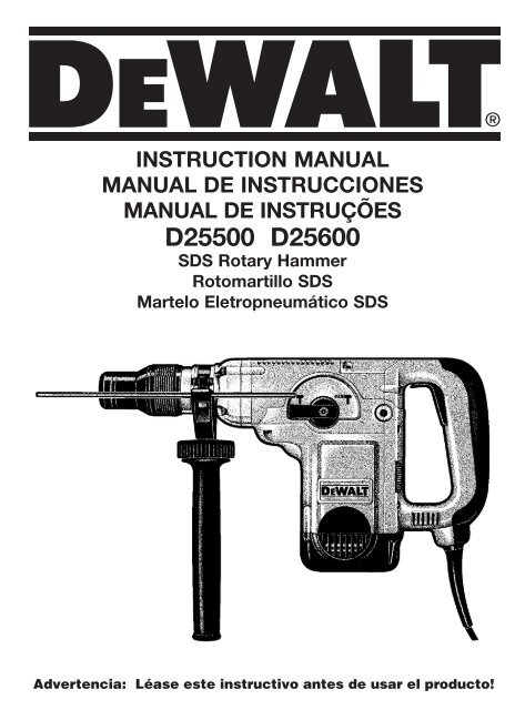 Instruction Manual - Service - DeWALT Instruction Manual - Service - DeWALT