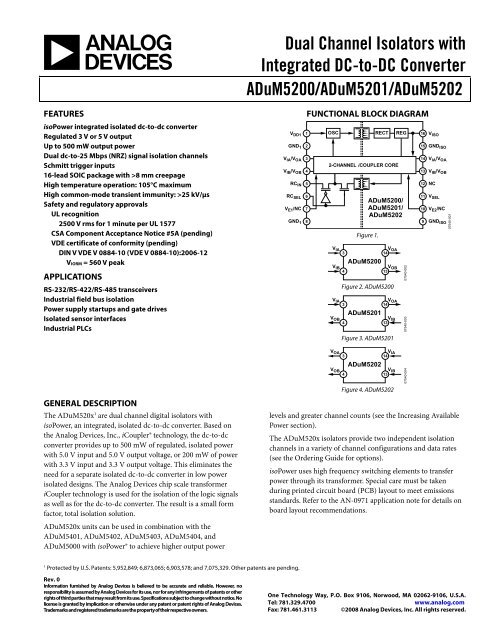 Dual Channel Isolators with Integrated DC-to-DC Converter ...