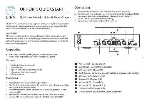 Linn Uphorik Quickstart