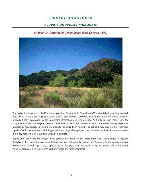 PROJECT HIGHLIGHTS - Santa Monica Mountains Conservancy