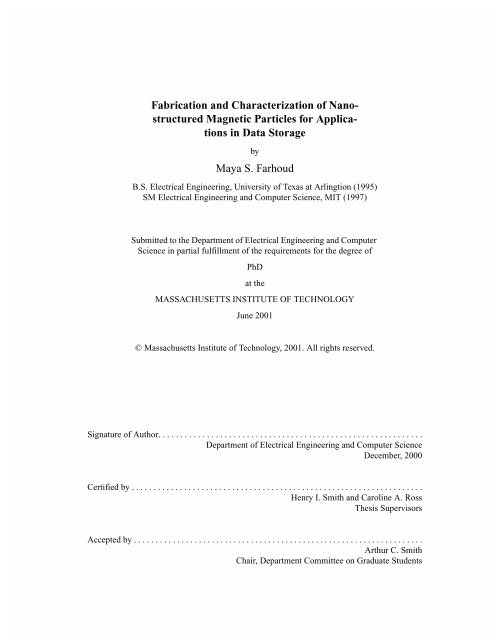 Fabrication and Characterization of Nanostructured Magnetic ...