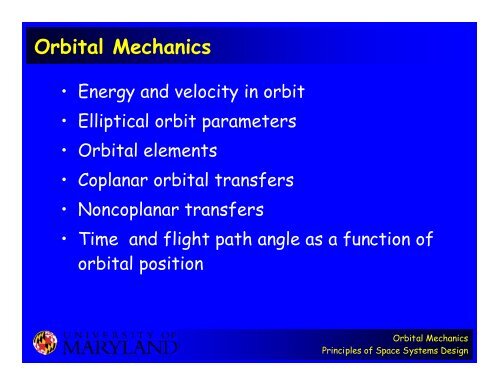 Orbital Mechanics