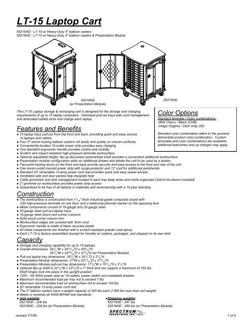 LT-15 Laptop Cart - Spectrum Industries, Inc.