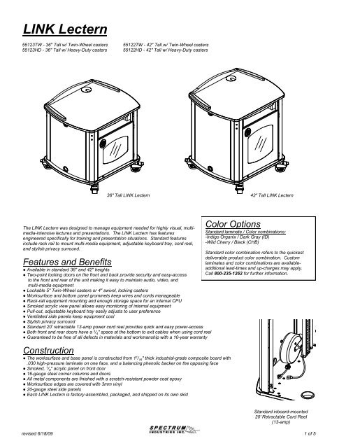 LINK Lectern - 55123 - Spectrum Industries, Inc.