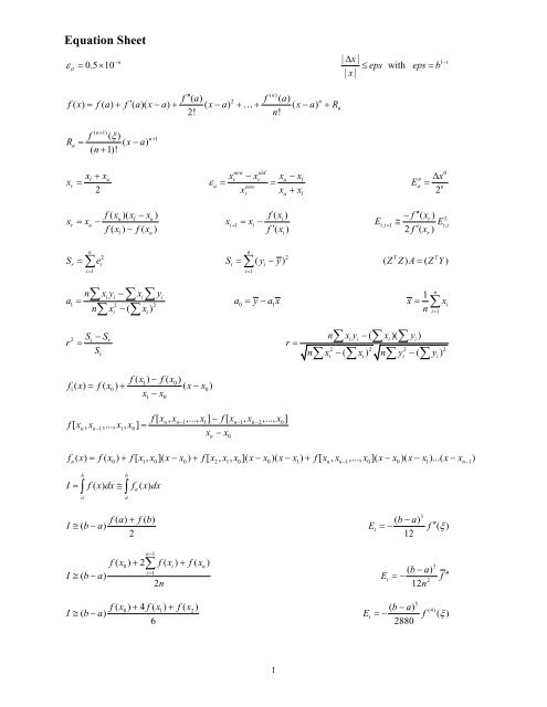 The formula sheet