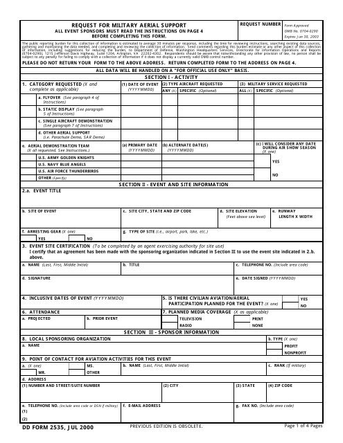 DD Form 2535 - STATES