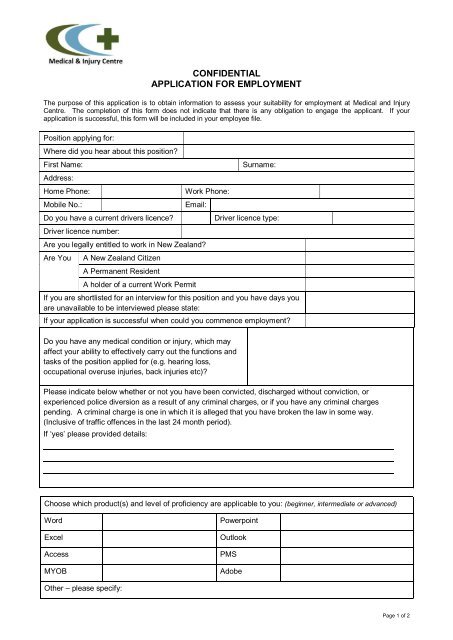 Application for Employment - bewell.org.nz