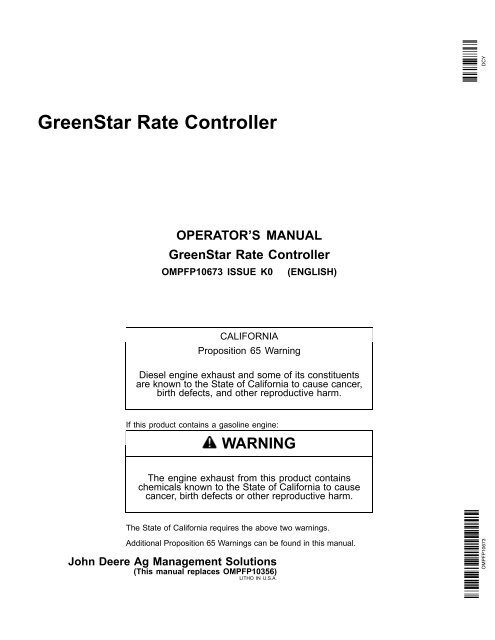 GreenStar Rate Controller - StellarSupport - John Deere