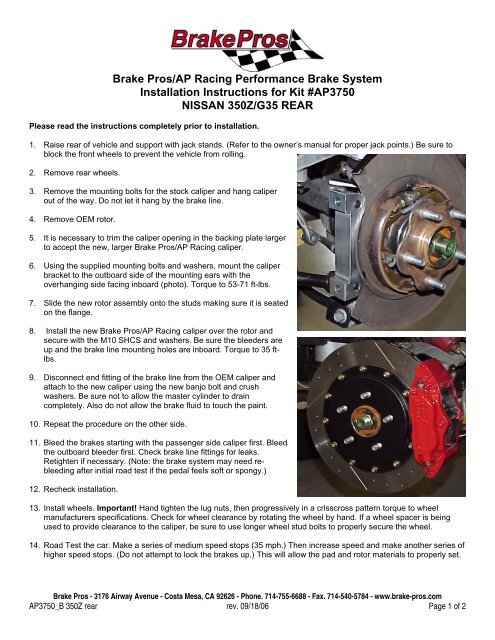 AP RACING PERFORMANCE BRAKE SYSTEM - Stillen
