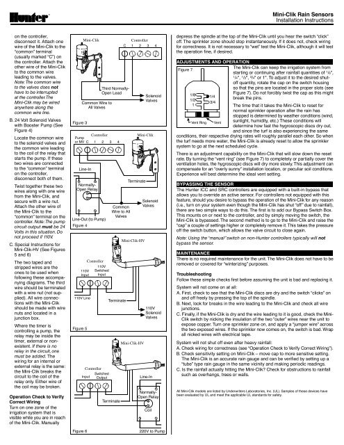 Mini-Clik Rain Sensors Installation Instructions - Hunter