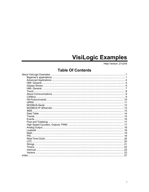 VisiLogic Examples