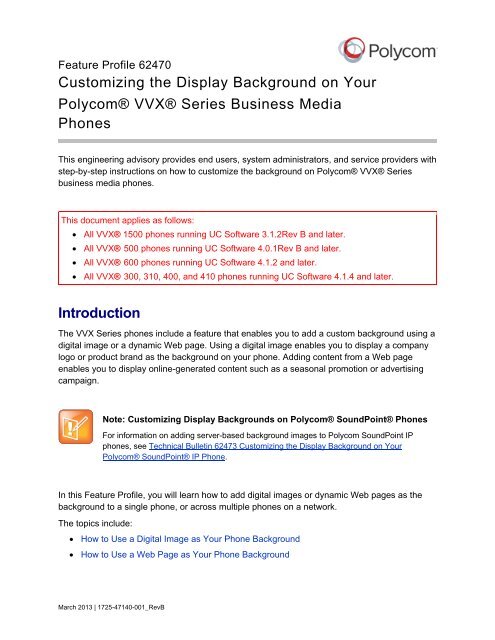 Customizing the Display Background - Polycom
