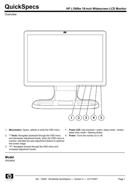 HP L1908w 19-inch Widescreen LCD Monitor