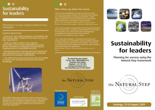 Sustainability for leaders - Sustainable Business Network