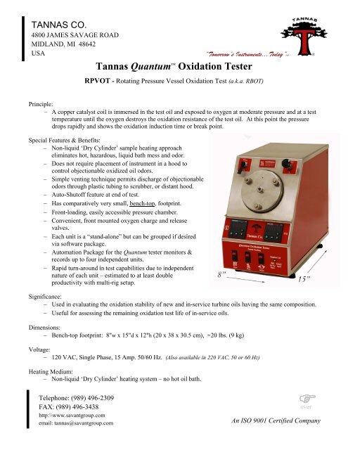 Specification Sheet (.pdf) - Tannas Co.