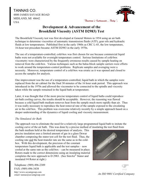 ASTM D2983 Brookfield Viscosity - Tannas Co.