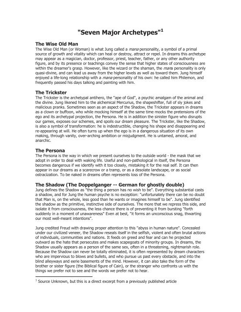 "Seven Major Archetypes"