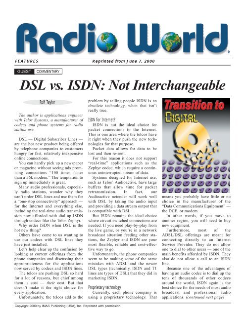 DSL vs. ISDN: Not Interchangeable - Telos