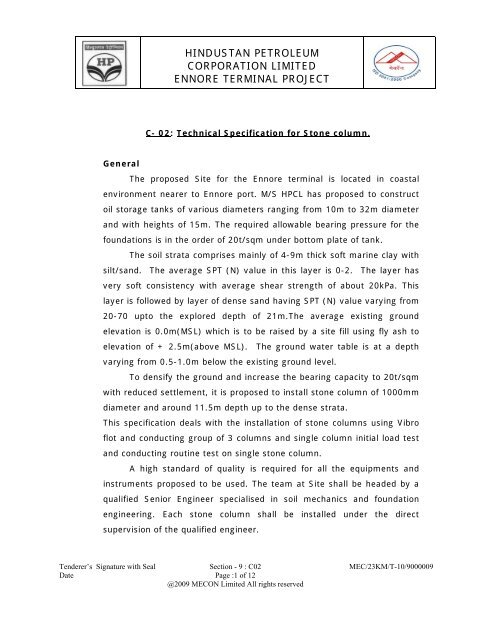 hindustan petroleum corporation limited ennore terminal project