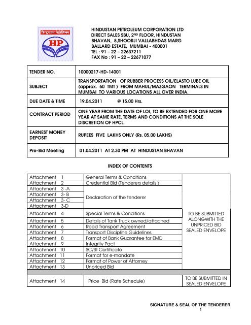 hindustan petroleum corporation ltd direct sales sbu, 2nd floor ...