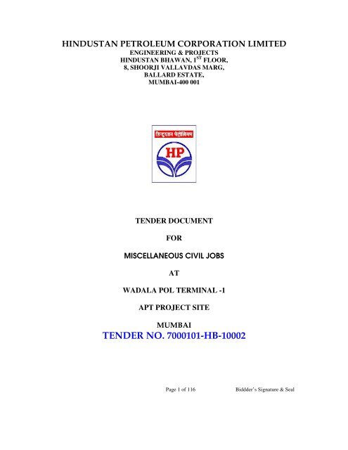 tender no. 7000101-hb-10002 - Hindustan Petroleum Corporation ...