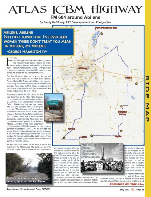 Atlas ICBM Highway F - Thunder Roads Texas Motorcycle Magazine