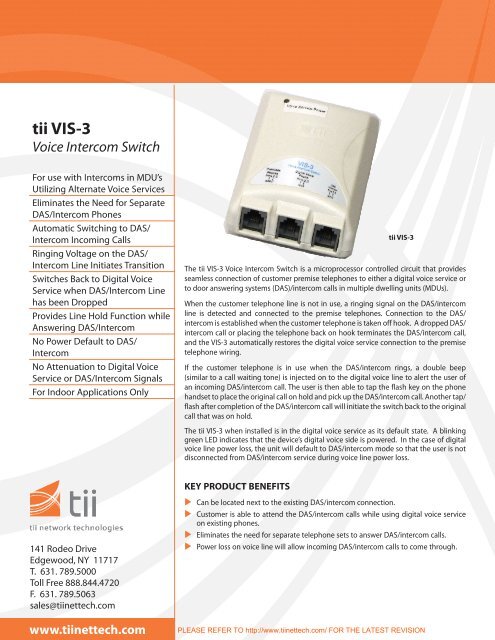 tii VIS-3 - Tii Network Technologies