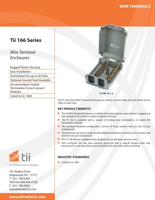 Tii 166 Series Wire Terminal Enclosures - Tii Network Technologies