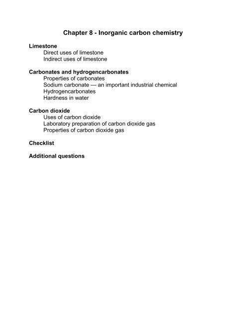 Chapter 8 - Inorganic carbon chemistry - TS Tuition
