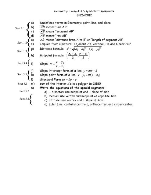 Geometry IMPLIED STATEMENTS
