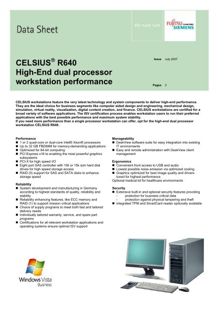 CELSIUS R640 High-End dual processor workstation ... - Fujitsu UK