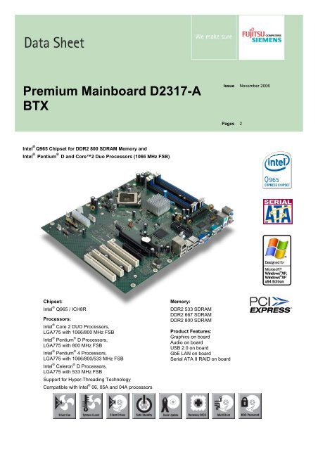 Premium Mainboard D2317-A BTX - Fujitsu UK