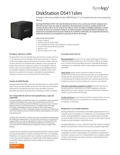Hoja de datos DS411slim - Synology Inc.