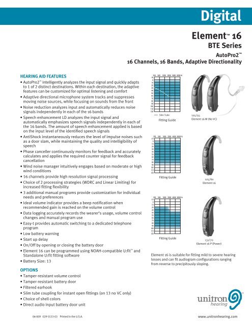 Unitron Hearing - Element 16 BTE Series - PDF