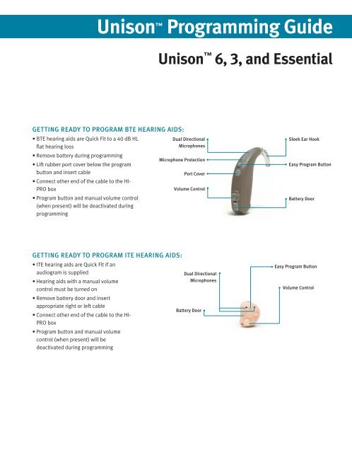 Unitron Hearing - Unison Programming Guide - PDF